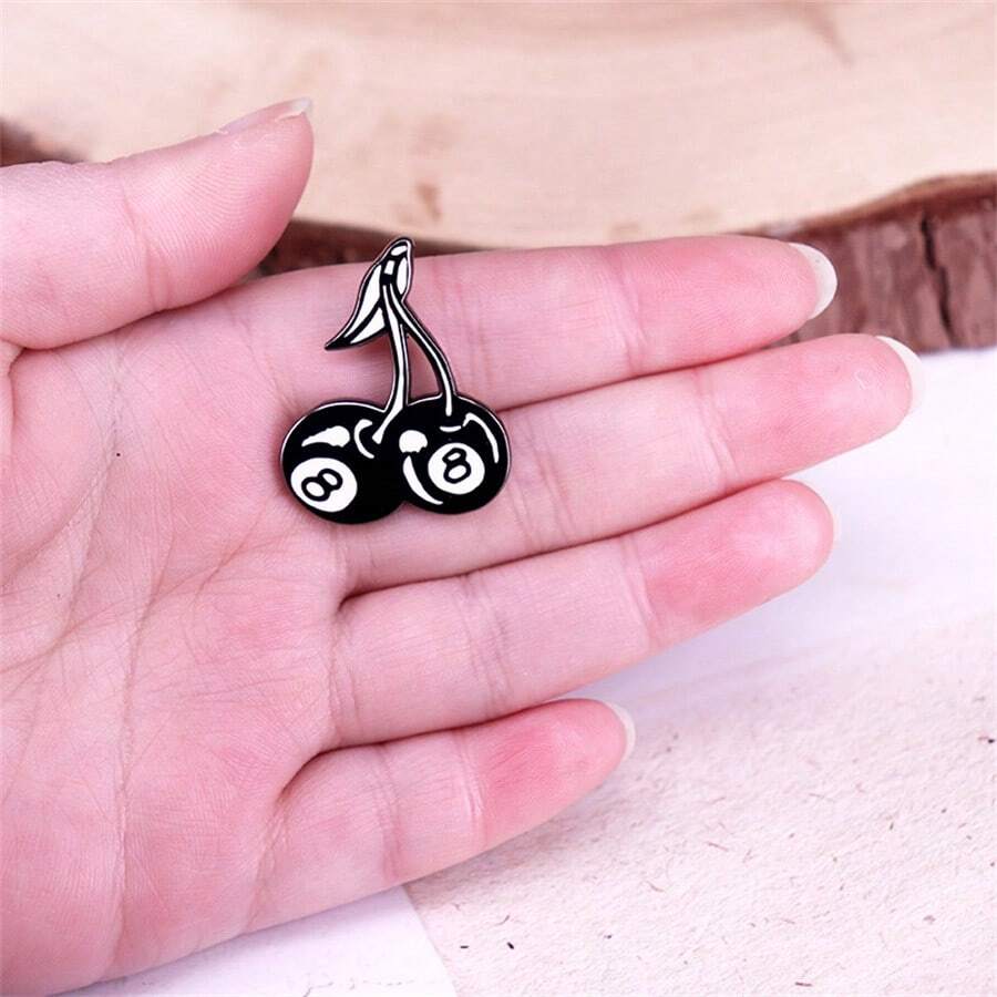 Creative Cherry Magic 8 Ball Metal Pin Badge, Cartoon Pool Ball Enamel Pin, Collar Brooch ...
