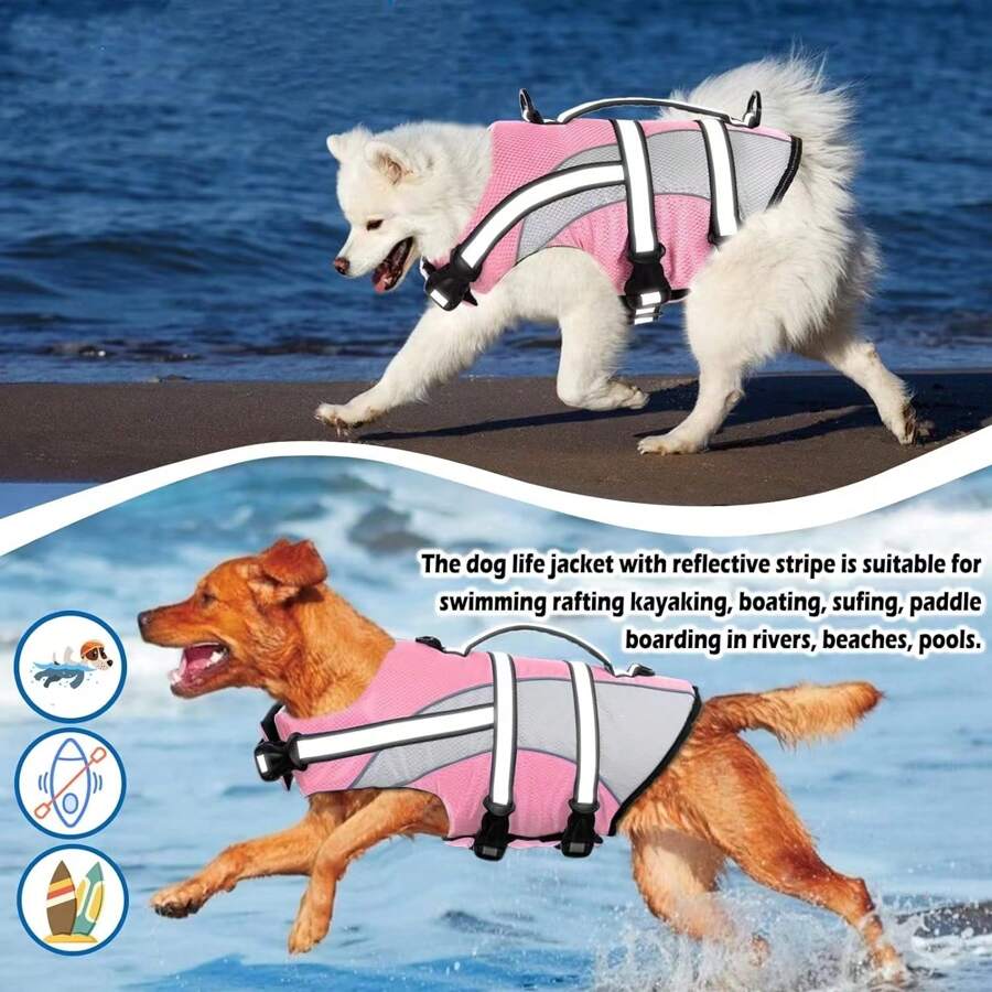 Dog Life Jacket, Pet Swimming Safety Vest With Outstanding Flotation ...