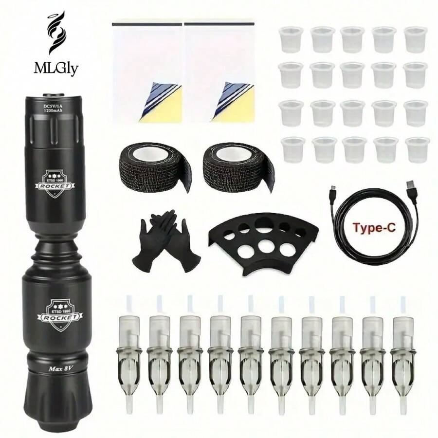 Professional Tattoo Machine Set, Cartridge Needles, Inks Cups, Tattoo ...