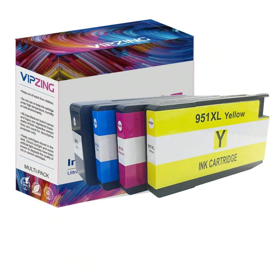 950XL 951XL Ink Cartridges Black Cyan Magenta Yellow 4 Pack, High-Yield ...