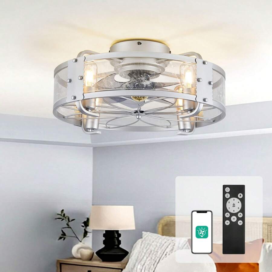 Orison 20" Ceiling Fan With Lights And Remote Control, Bladeless Caged ...