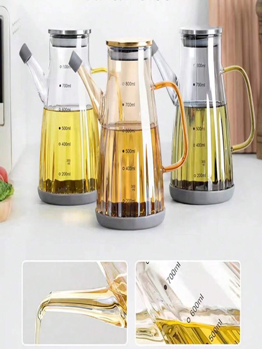 800ml Glass Oil Pot Dispenser, Anti-Leak Oil And Vinegar Container With ...