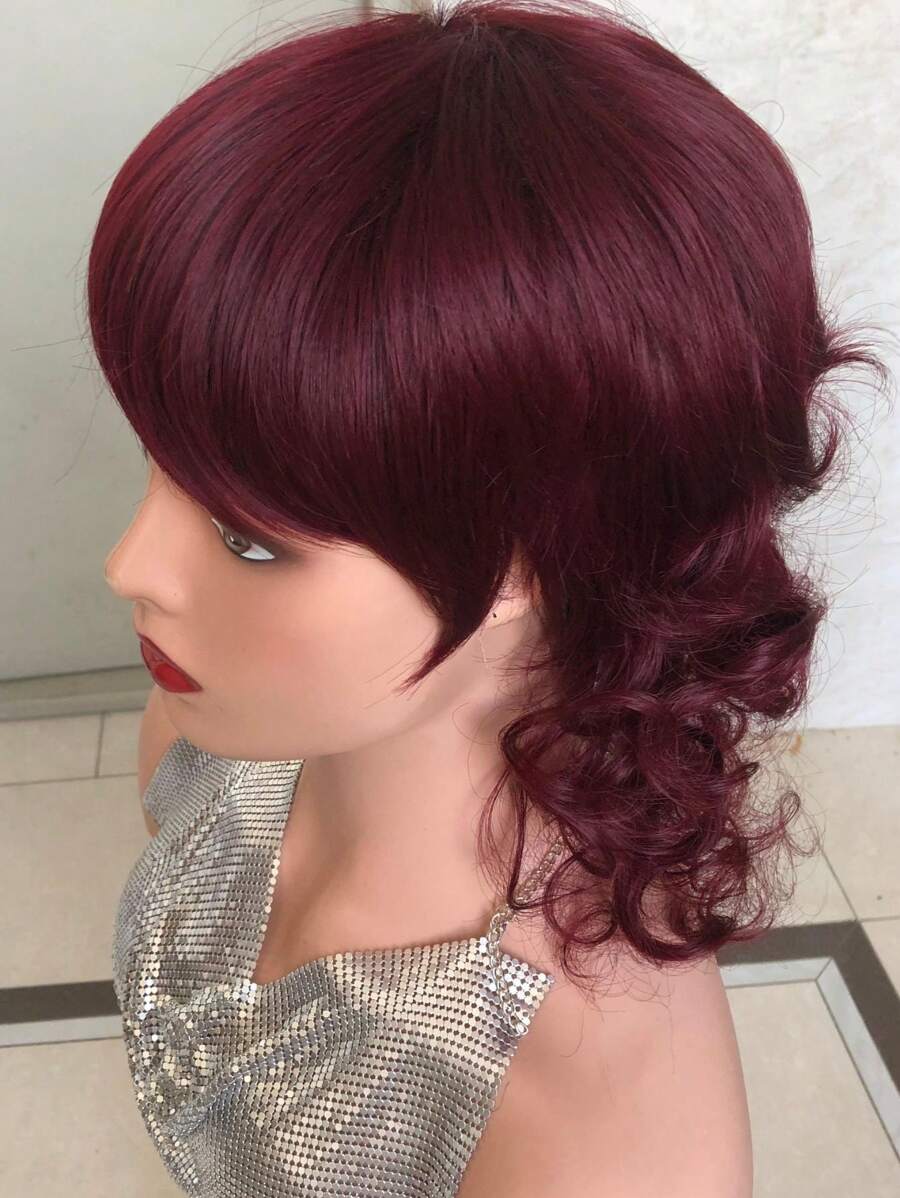 Mullet Wig Short Curly Wig With Bangs Synthetic Wig Beginners Friendly ...