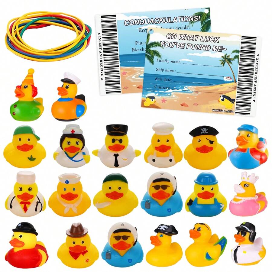 60 PCS Cruise Duck Tags Kits Multi-Colored Rubber Ducks For Cruise ...