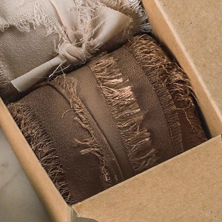 1 Roll 5m X 4cm Hand Torn Chiffon Ribbon With Frayed Edge Silk Ribbon ...