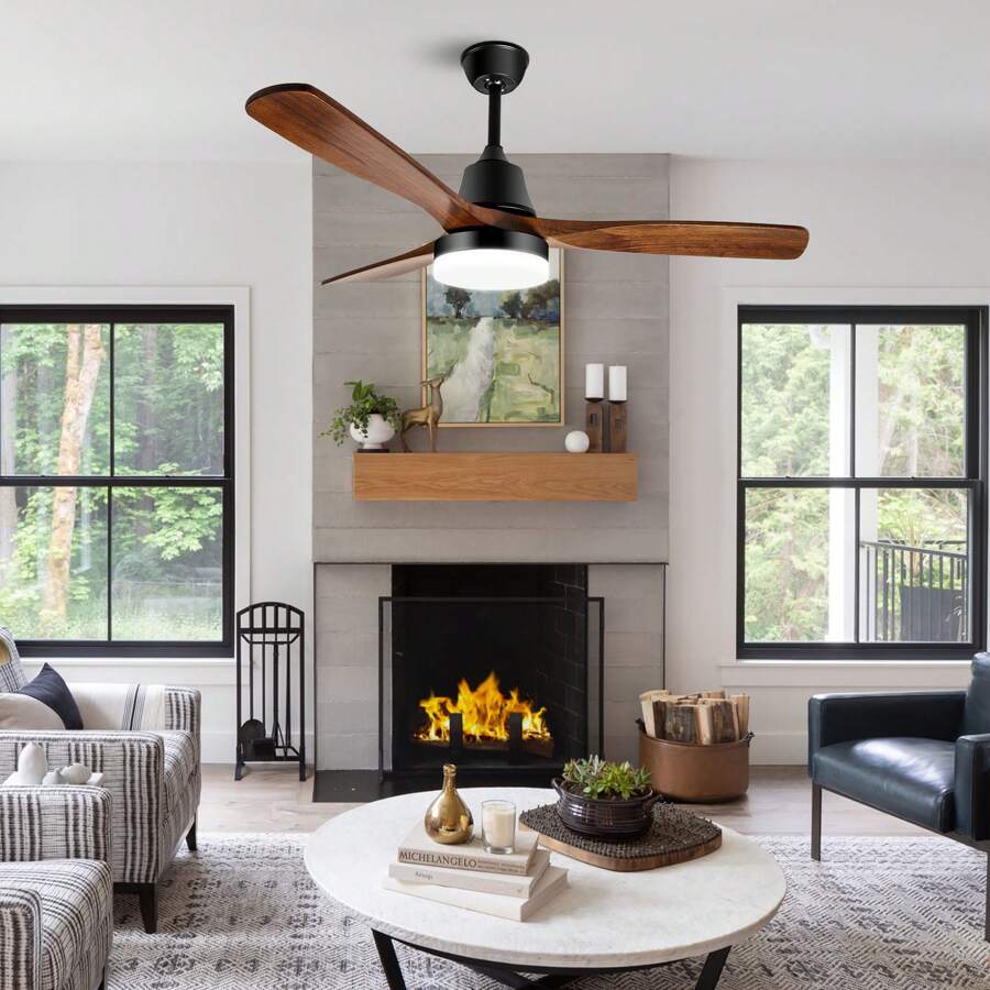 Ceiling Fans With Lights - 52 Inch Black Ceiling Fan With Remote ...
