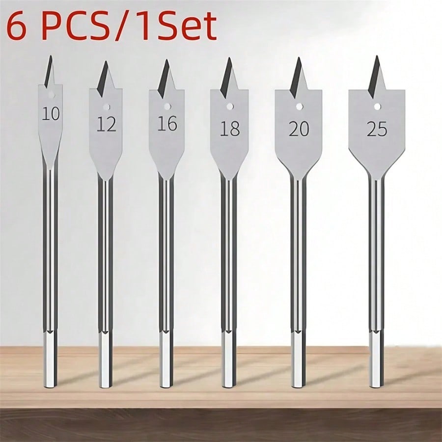Woodworking Flat Drill Bits Three-Point Bit Set Drawer Door Lock Boring ...