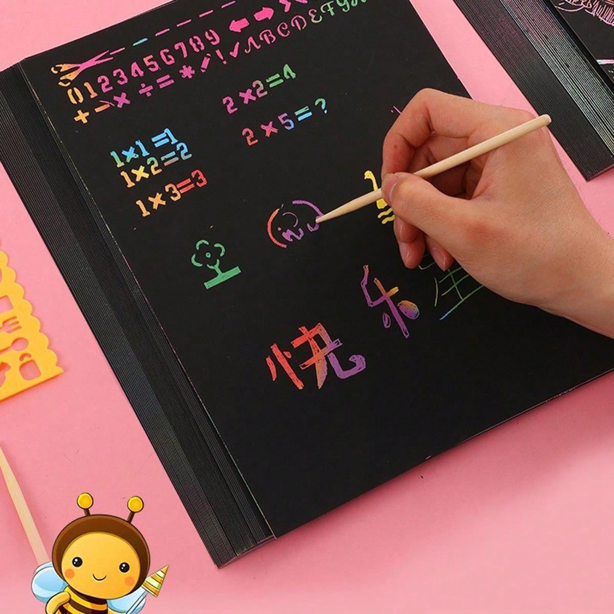 Scratch Art Paper For Kids, 8k/4k Kindergarten Colorful Scratch Wax Art ...