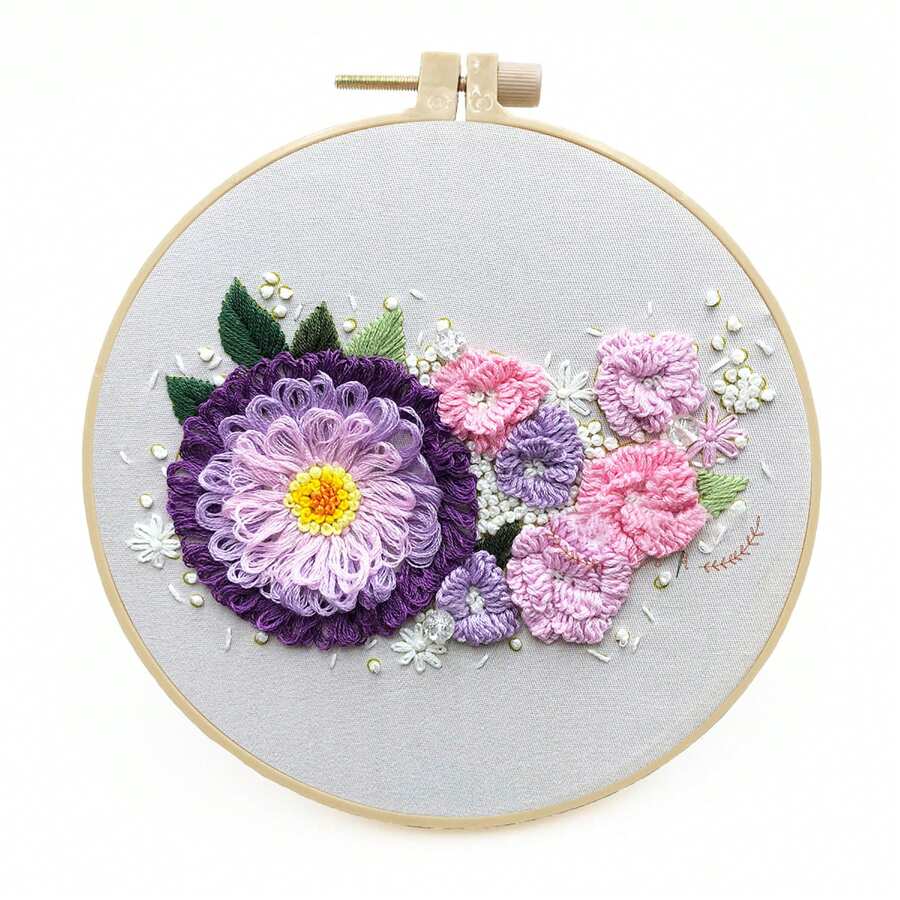 Um Conjunto De Padrão De Flor Criativa Iniciante Kit De Bordado 3d ...