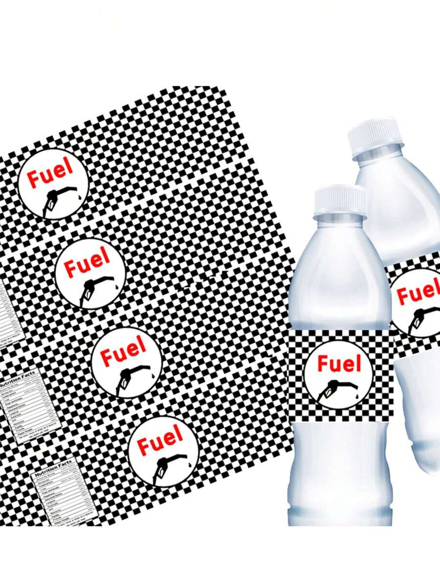 10pcs Novelty Fuel Race Car Bottle Label Wraps Stickers Black And White ...