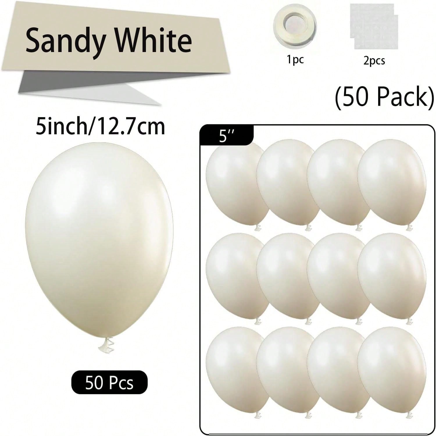 50pcs 5-Inch Boho White And Sand White Balloons, Ideal For Balloon Garland Arch Wedding, Party ...