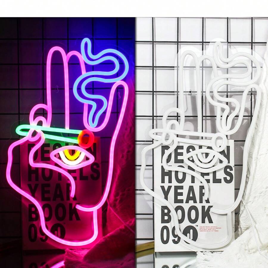 Palm Eye Blue Smoke Color Led Neon Sign For Men's Cave, Game Room, Bar ...