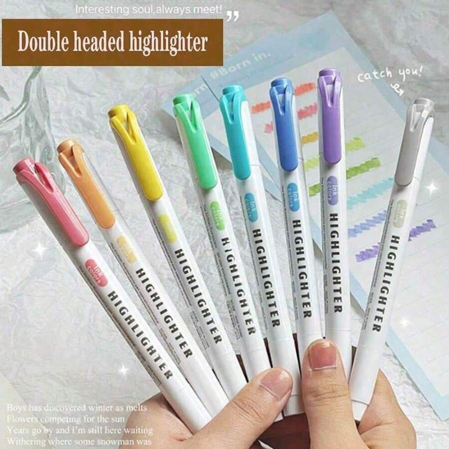 5-Pack Double Headed Fluorescent Pens, Marking Key Points, Non Halo ...