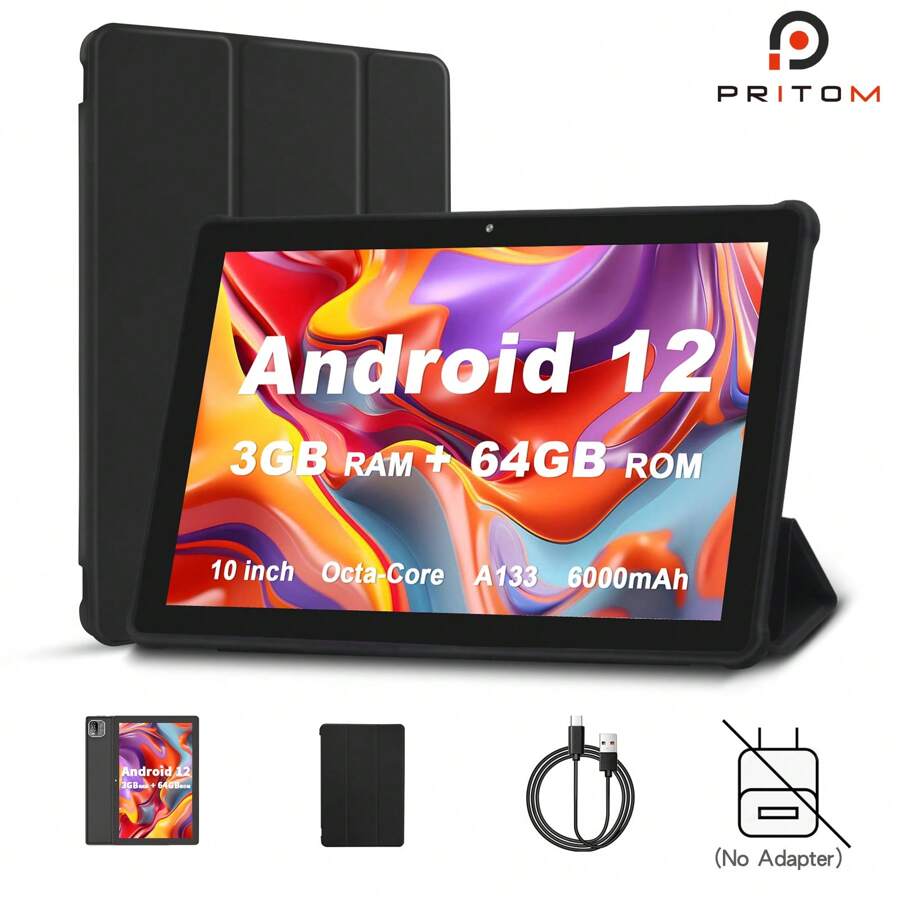 PRITOM Android 12 Tablet (A133 Quad-Core 1.6Ghz/3GB(3gb+3gb)RAM/64GB ...