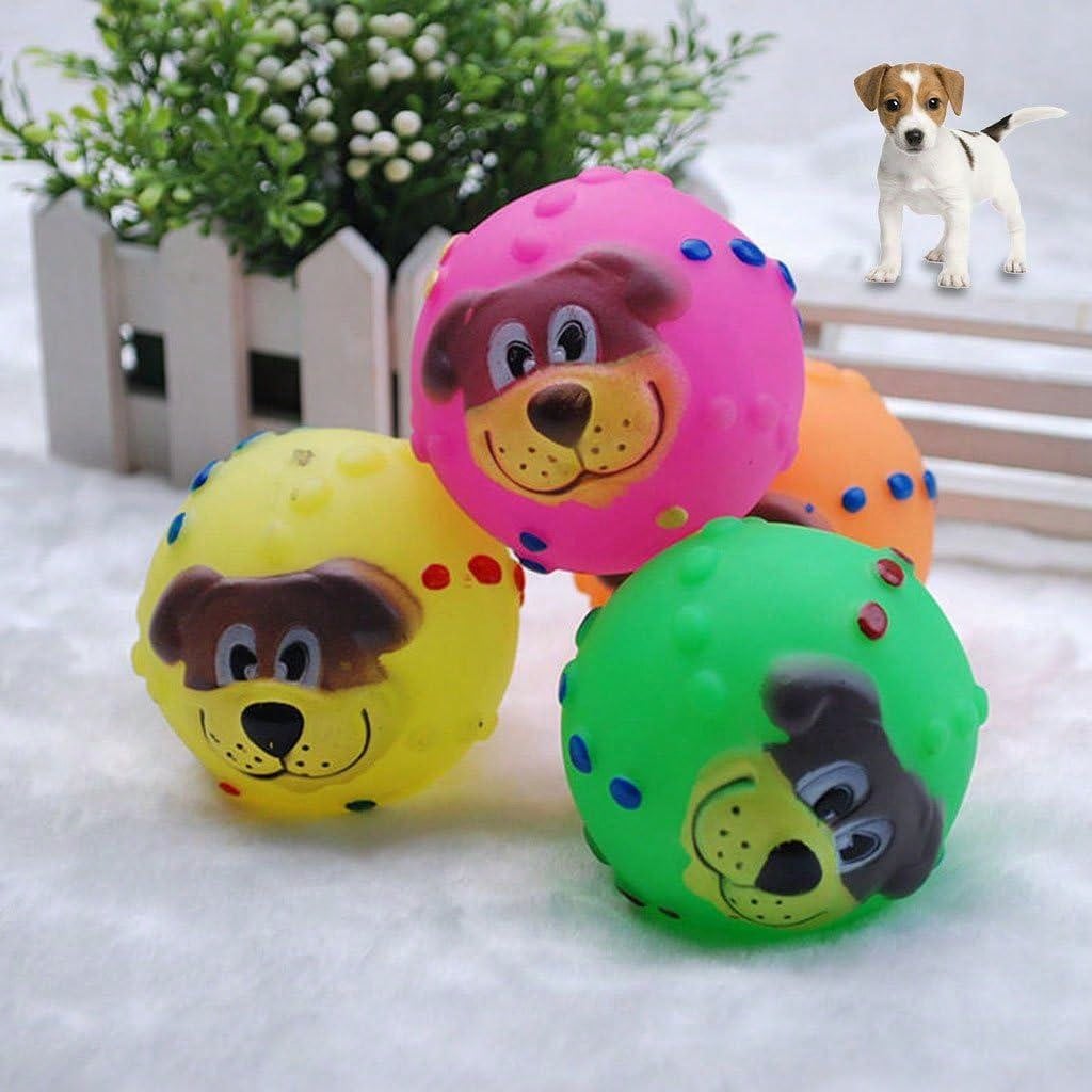 Dog Ball, Cute Pet Puppy Dog Face Ball Molar Throwing Training Soft ...