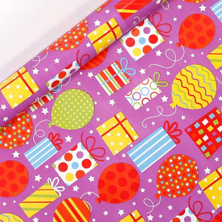 1pc 17*118in Birthday Party Gift Wrapping Paper, Cartoon Happy Birthday ...