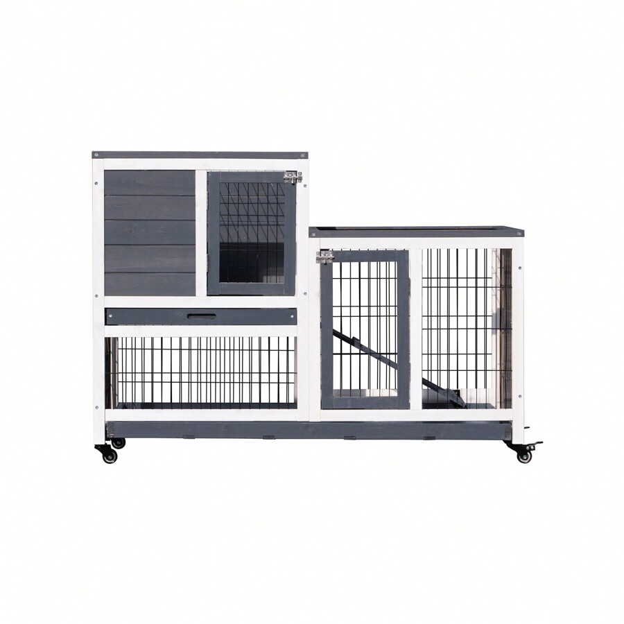 Ucloveria Rabbit Hutch Indoor Outdoor, 43.3" Wooden Rabbit Cage With ...