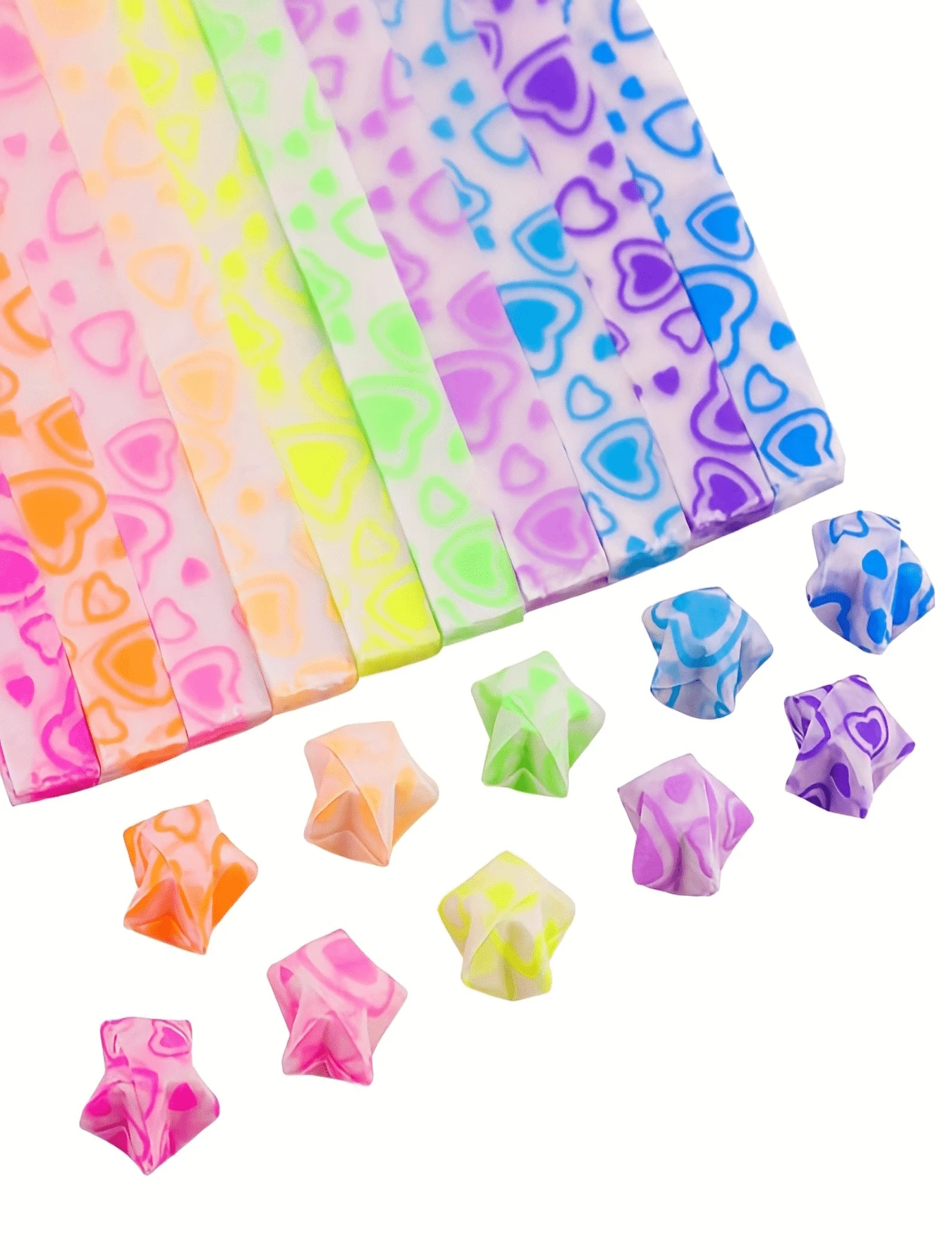 210 Sheets Glowing Origami Star Paper, 10 Colors Origami Craft Paper ...