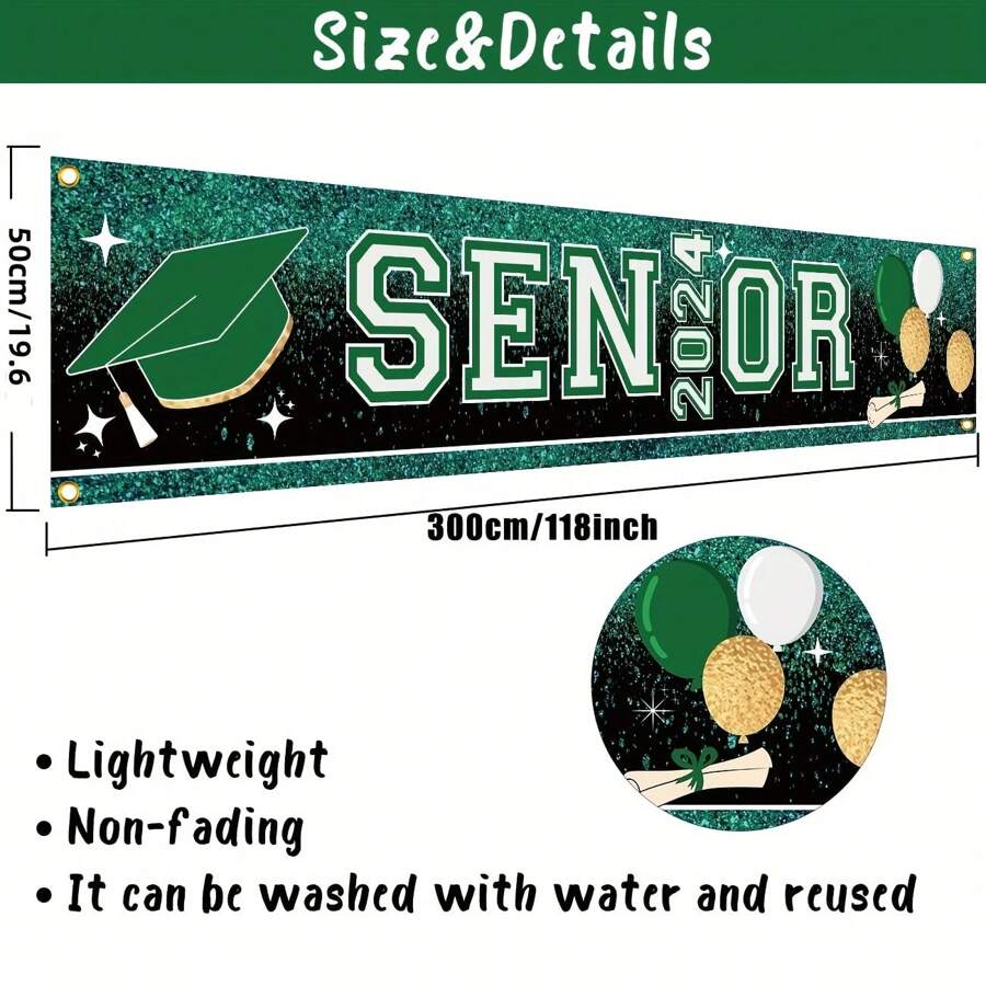 1pc, Senior 2024 Graduation Decorations Green Class Of 2024 Banner ...