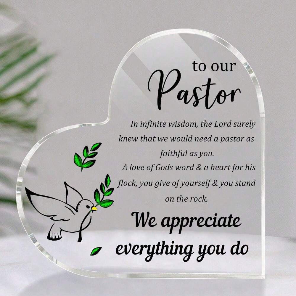 1 Pcs Pastor Gift Heart Artistic Shape For Friend Acrylic Gift Thank ...