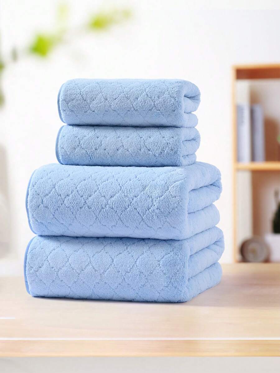 1pc Coral Fleece Soft Absorbent Quilt Patterned Hair Towel Hand Towel