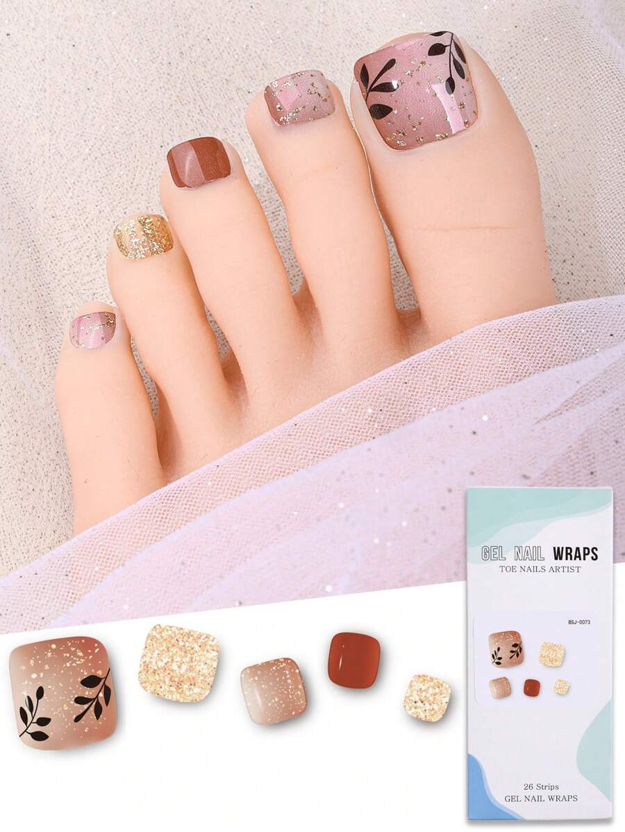 Beauty Sticker 26 Finger Semi Cure Gel Toe Strips - Spring Summer Leaf ...