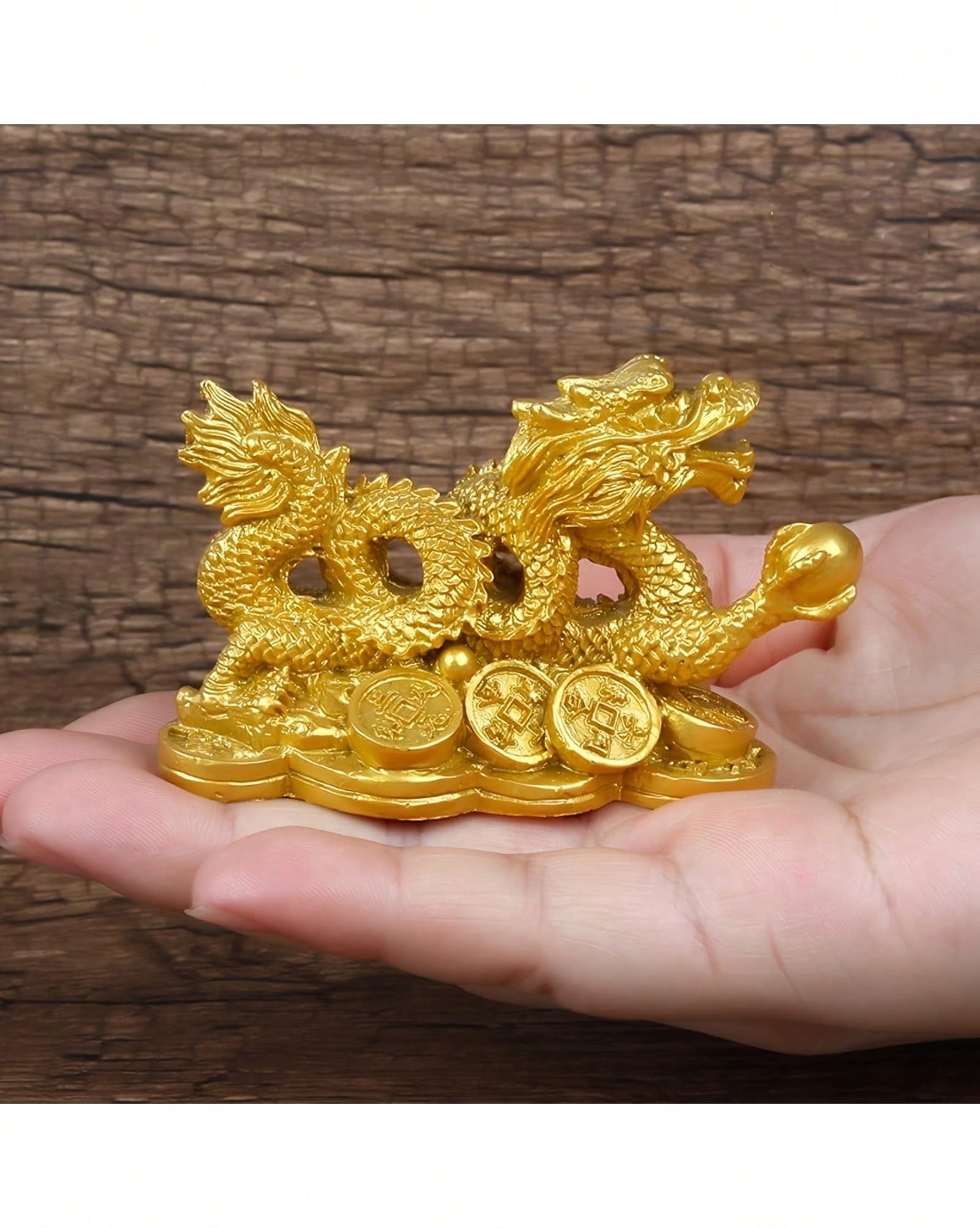 1pc Feng Shui Dragon Statue- Chinese Dragon On Ancient Coins Figurine ...