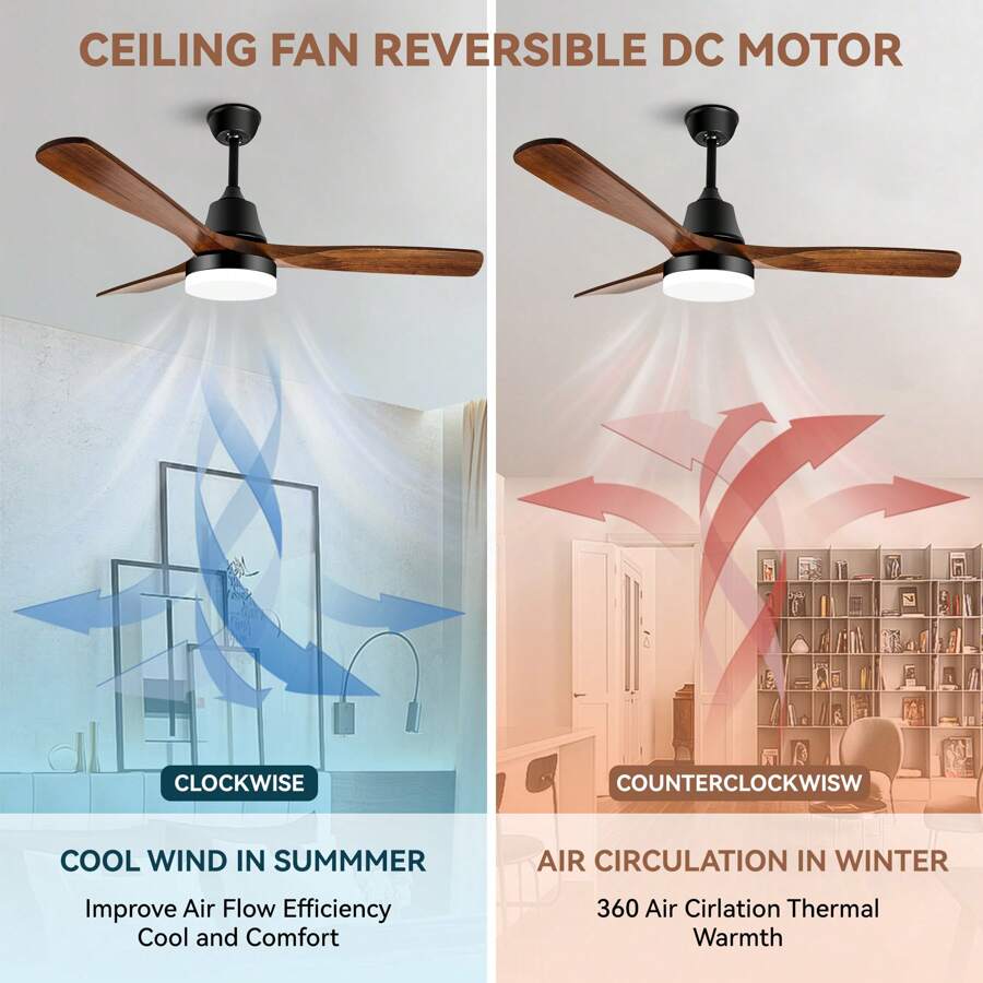 Ceiling Fans With Lights - 52 Inch Black Ceiling Fan With Remote ...