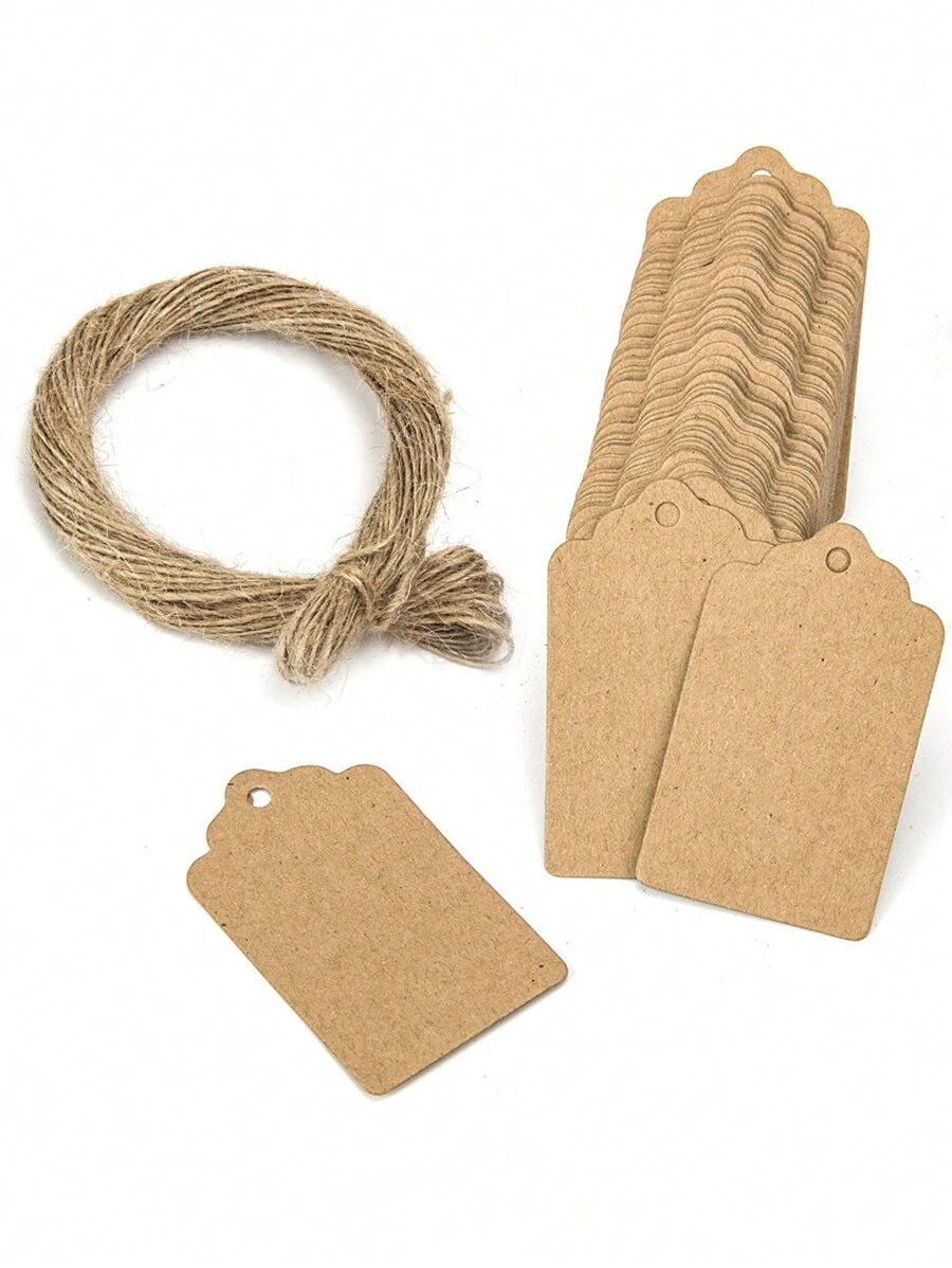 100pcs/Pack Kraft Paper Gift Tags, Blank Present Labels, Price Tags And ...