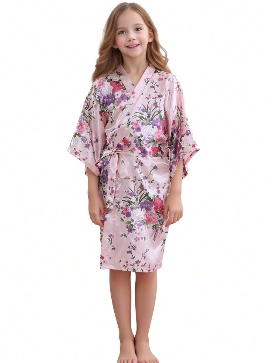 Tween Girl Comfortable And Soft Japanese Style Floral Print V-Neck 3/4 ...