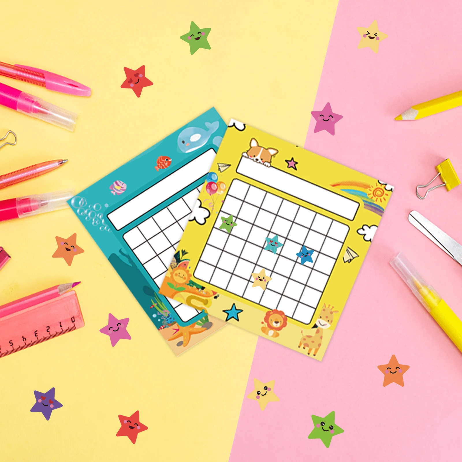 10 Sets Classroom Reward Charts, 2 Designs, With 1170 Star Stickers ...