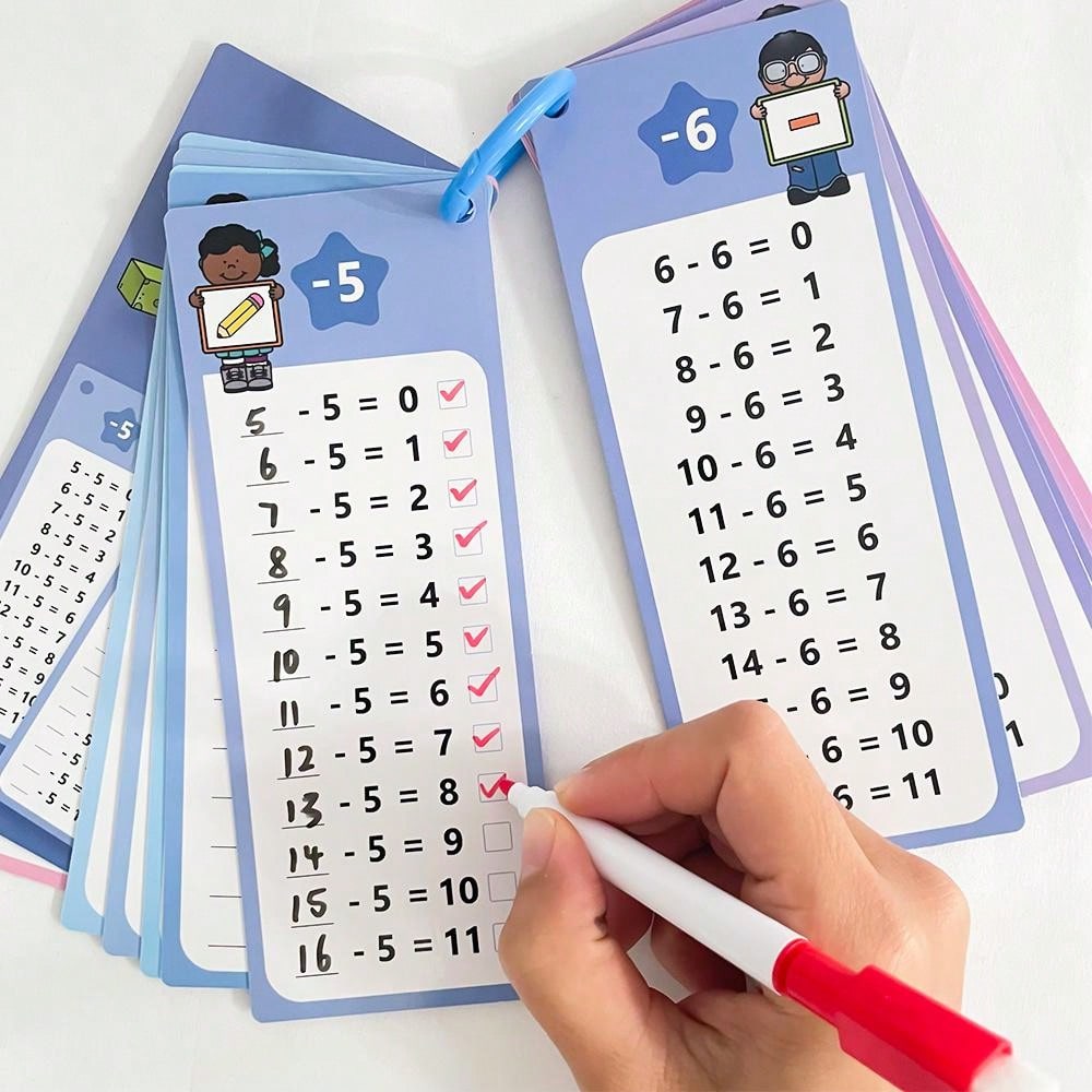 Kids Learning 1-12 Addition & Subtraction Flash Cards With Dry Erase ...