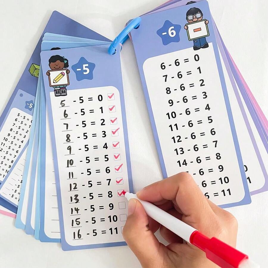 Kids Learning 1-12 Addition & Subtraction Flash Cards With Dry Erase ...