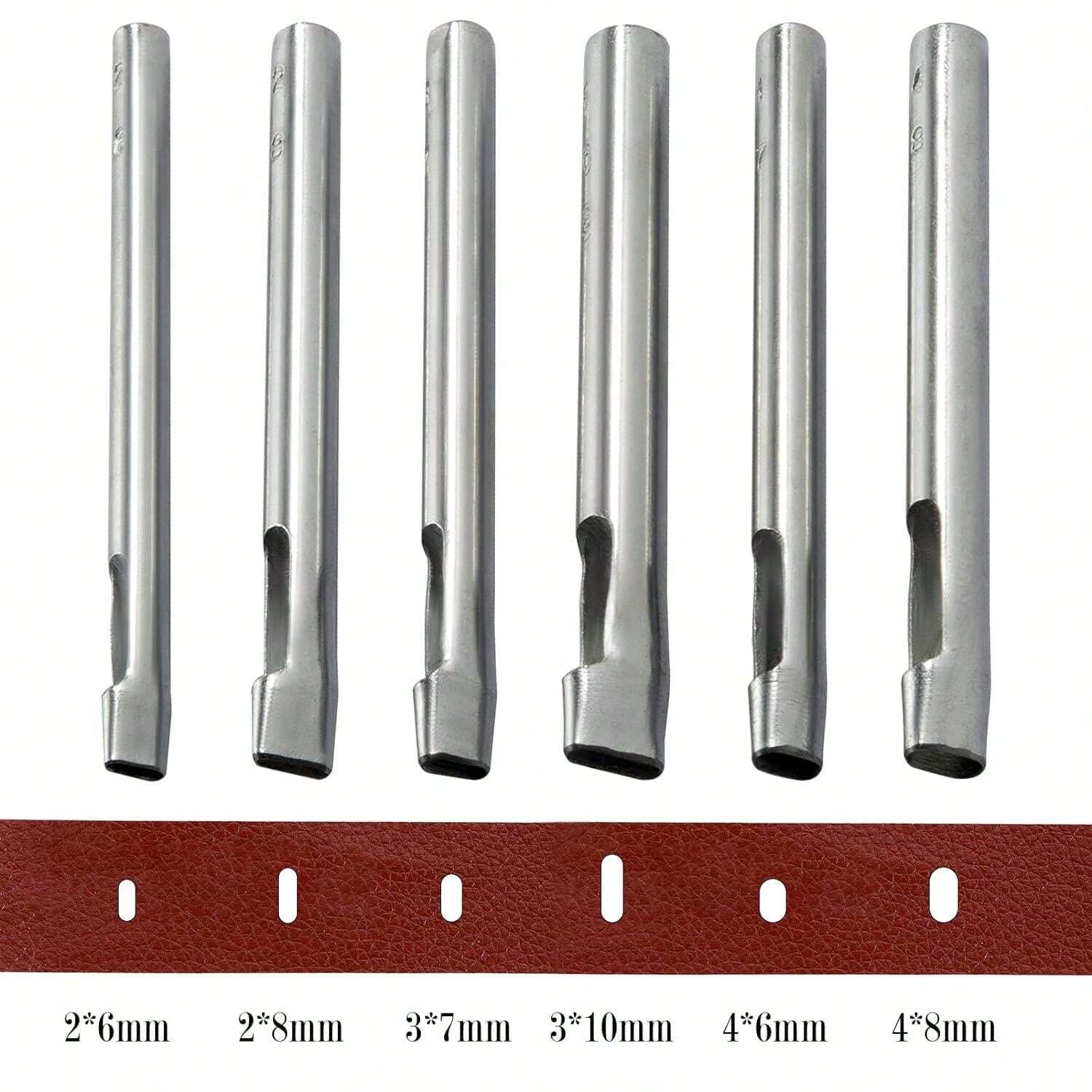 Caydo 6 Pieces Leather Oval Hole Punch Belt Hollow Punching Tool ...