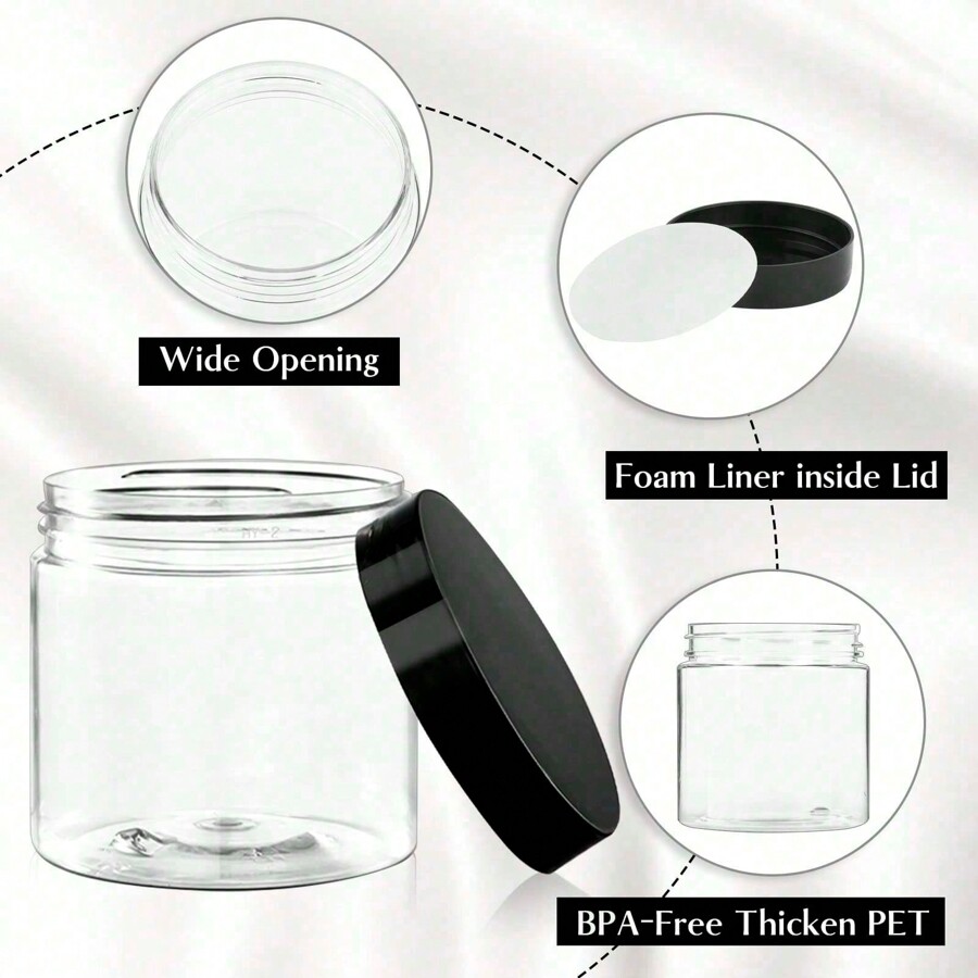 12 Packs 4 Oz Round Clear Cosmetic Container Jars With Lids, Clear ...