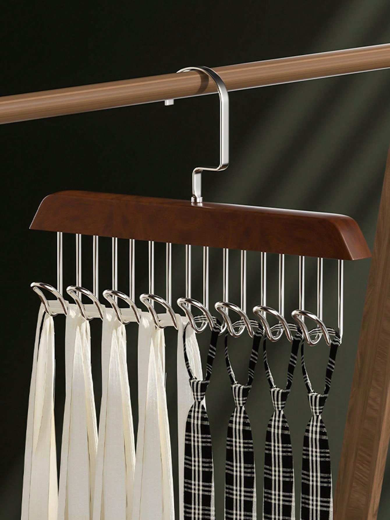 1pc Wooden Multi-Hook Clothes Hanger With 8 Hooks For Innerwear ...