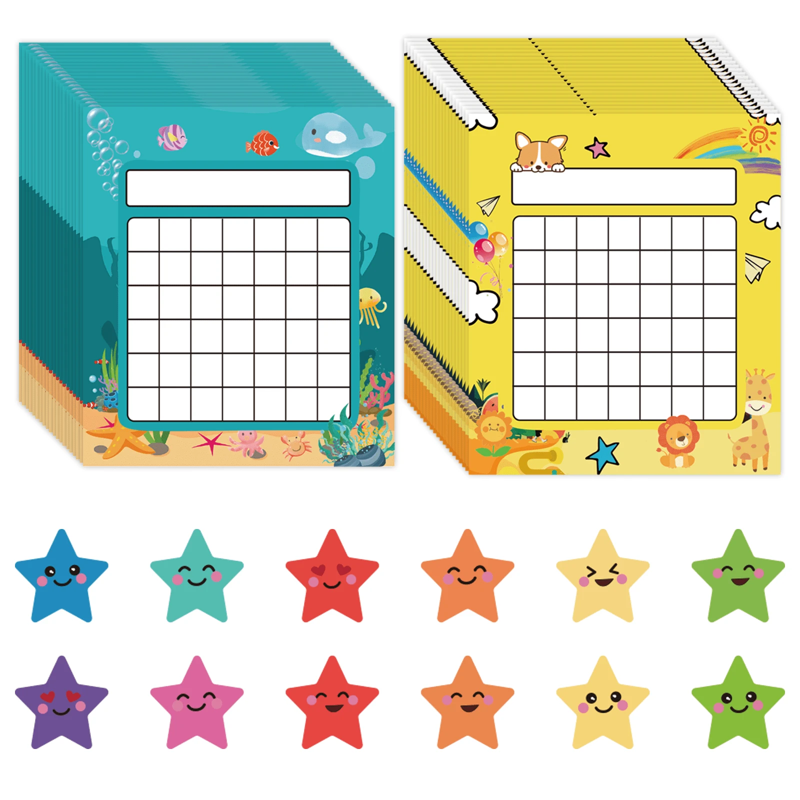 10 Sets Classroom Reward Charts, 2 Designs, With 1170 Star Stickers ...