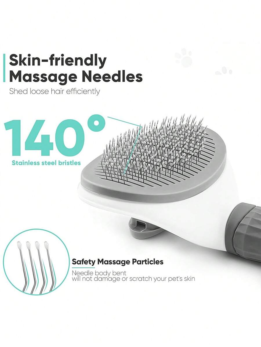 Self-Cleaning Rake Brush, Cat Brush With Release Button, Dog Hair Brush ...