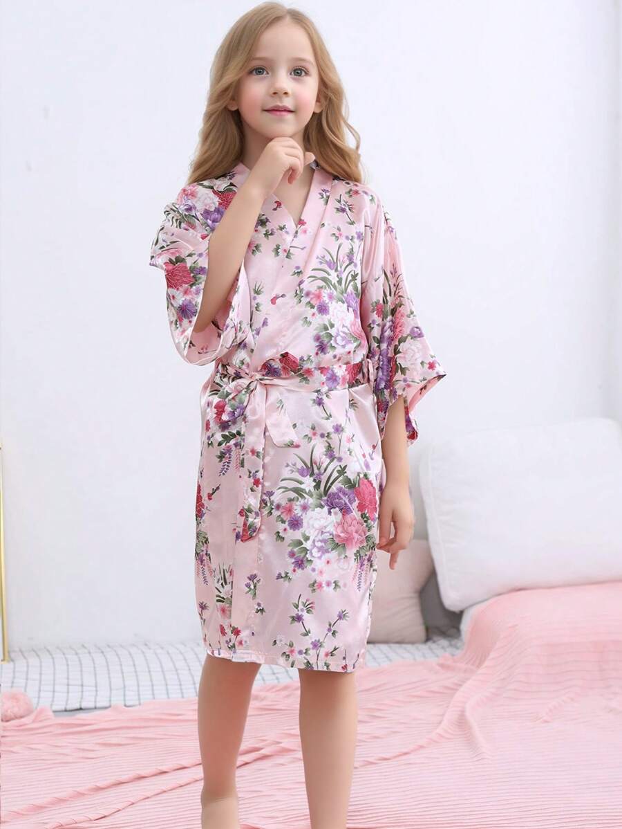 Tween Girl Comfortable And Soft Japanese Style Floral Print V-Neck 3/4 ...