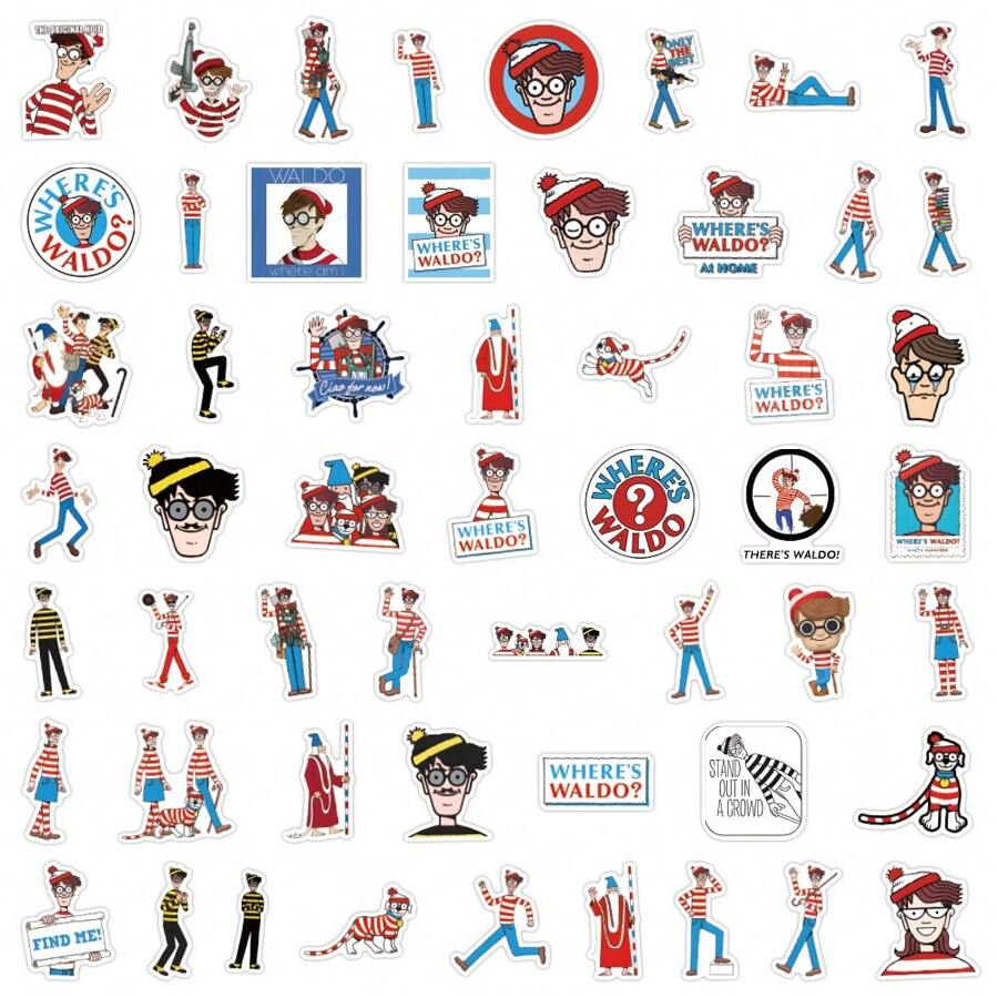 55PCS Wheres Waldo Stickers Wheres Waldo Merch Bulk Stickers Sticker ...