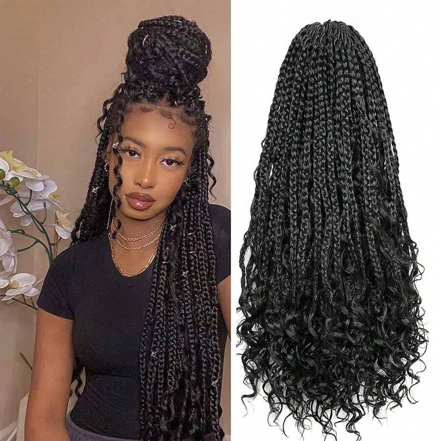 Goddess Bohemian Box Braids Crochet Hair - 12 Inch Curly Ends, Pack Of ...