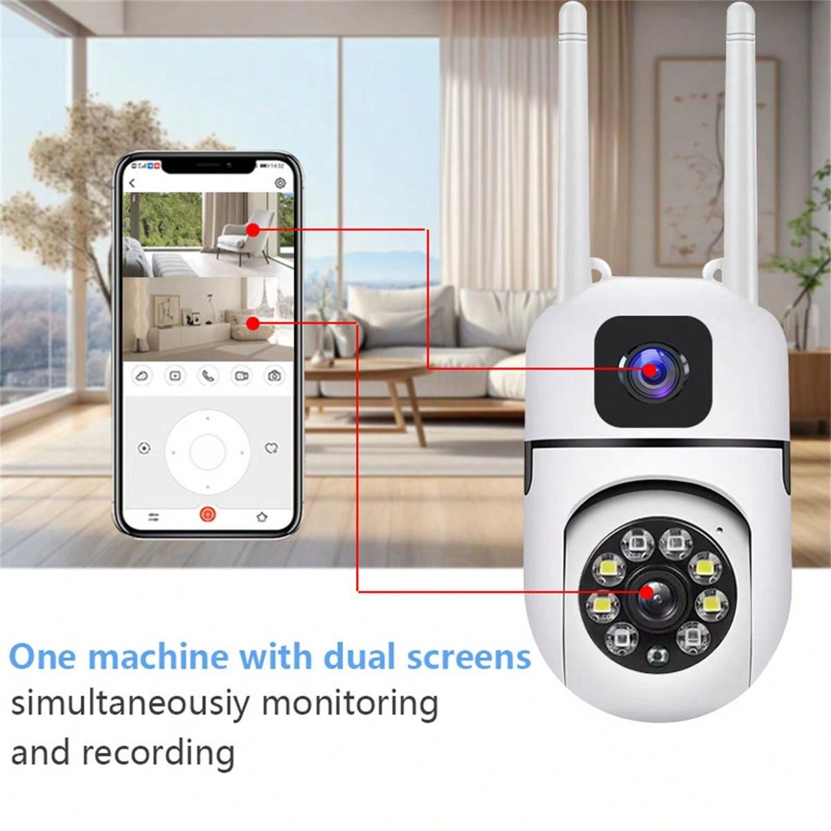 2MP+2MP/1080P/360P Wifi Surveillance Camera 1/Dual Lens Digital Zoom AI ...