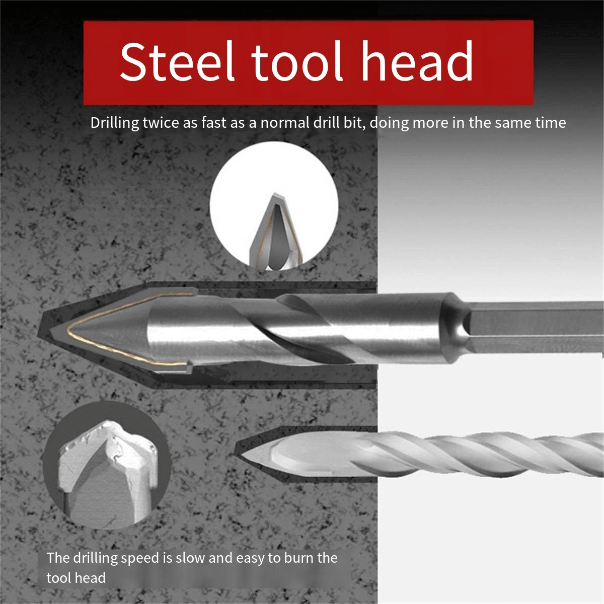 Eccentric Chuck Drill Bit, Ceramic Triangle Drill Bit With Hexagon ...