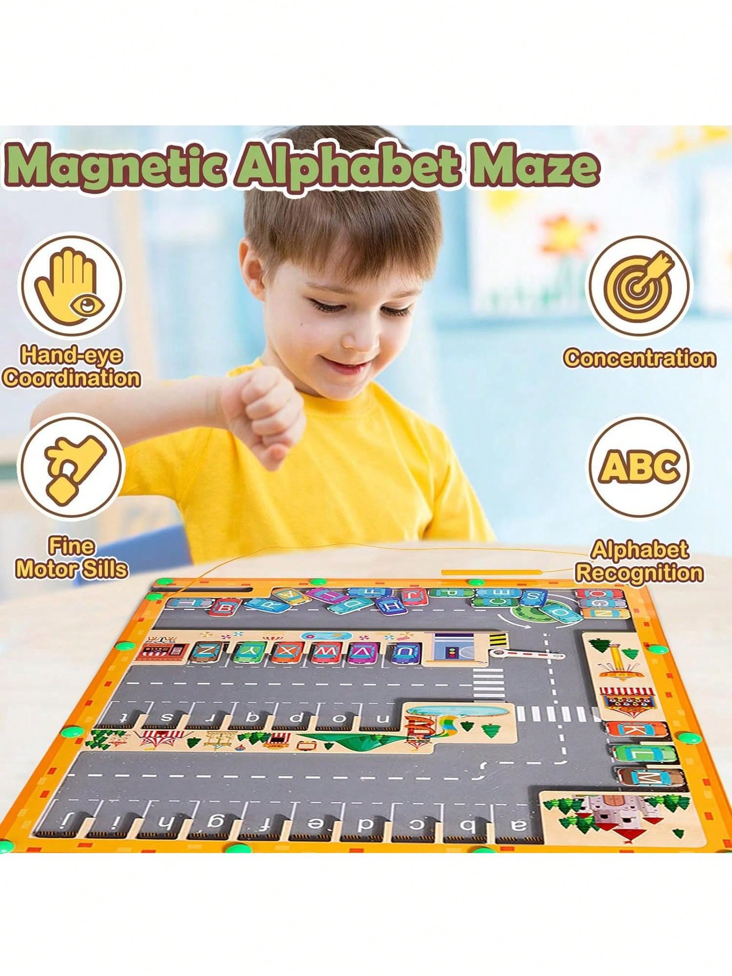 Tableau De Puzzle De Labyrinthe Magnétique Montessori D'alphabet ...