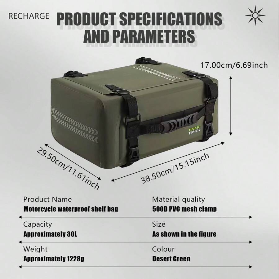 30L Capacity Motorcycle Bag Waterproof Trunk Large Rear Seat Bags Carrier Cargo Multifunctional ...