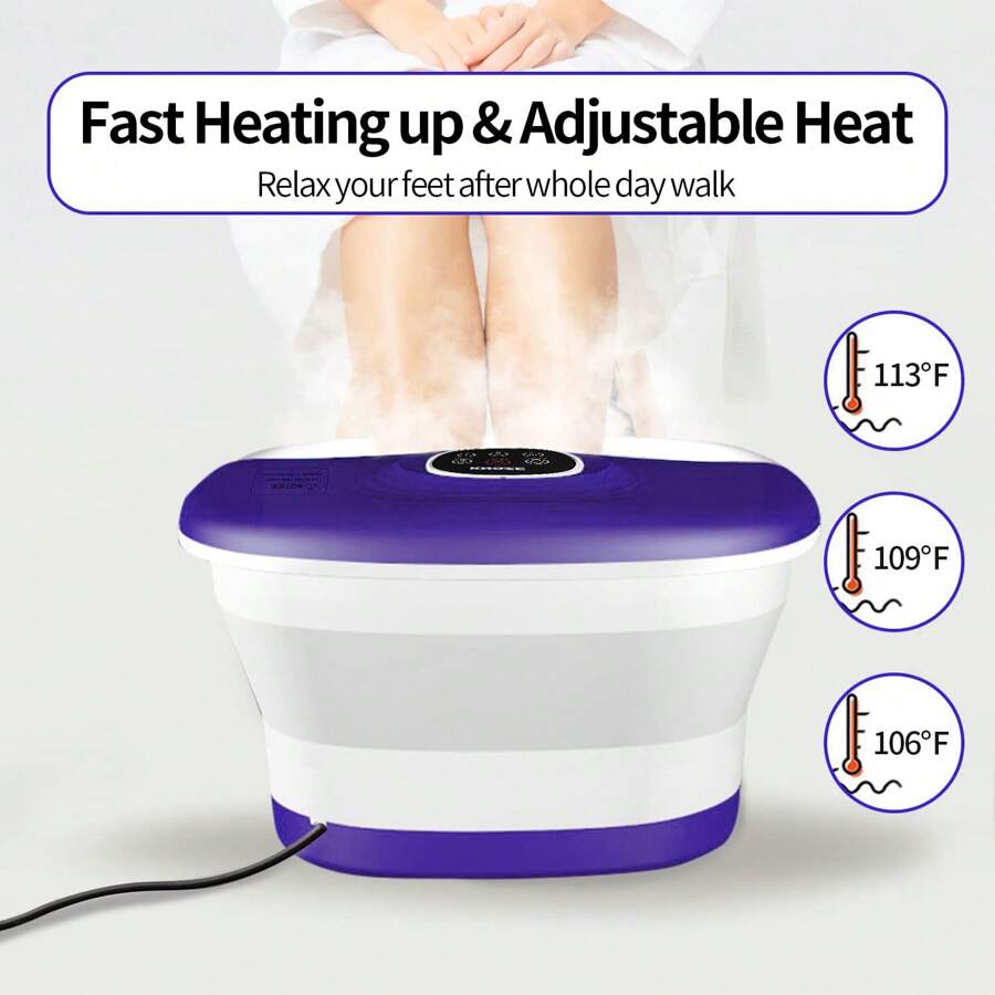 KNQZE Collapsible Foot Spa With Heat, 16 Massage Rollers & Bubble ...