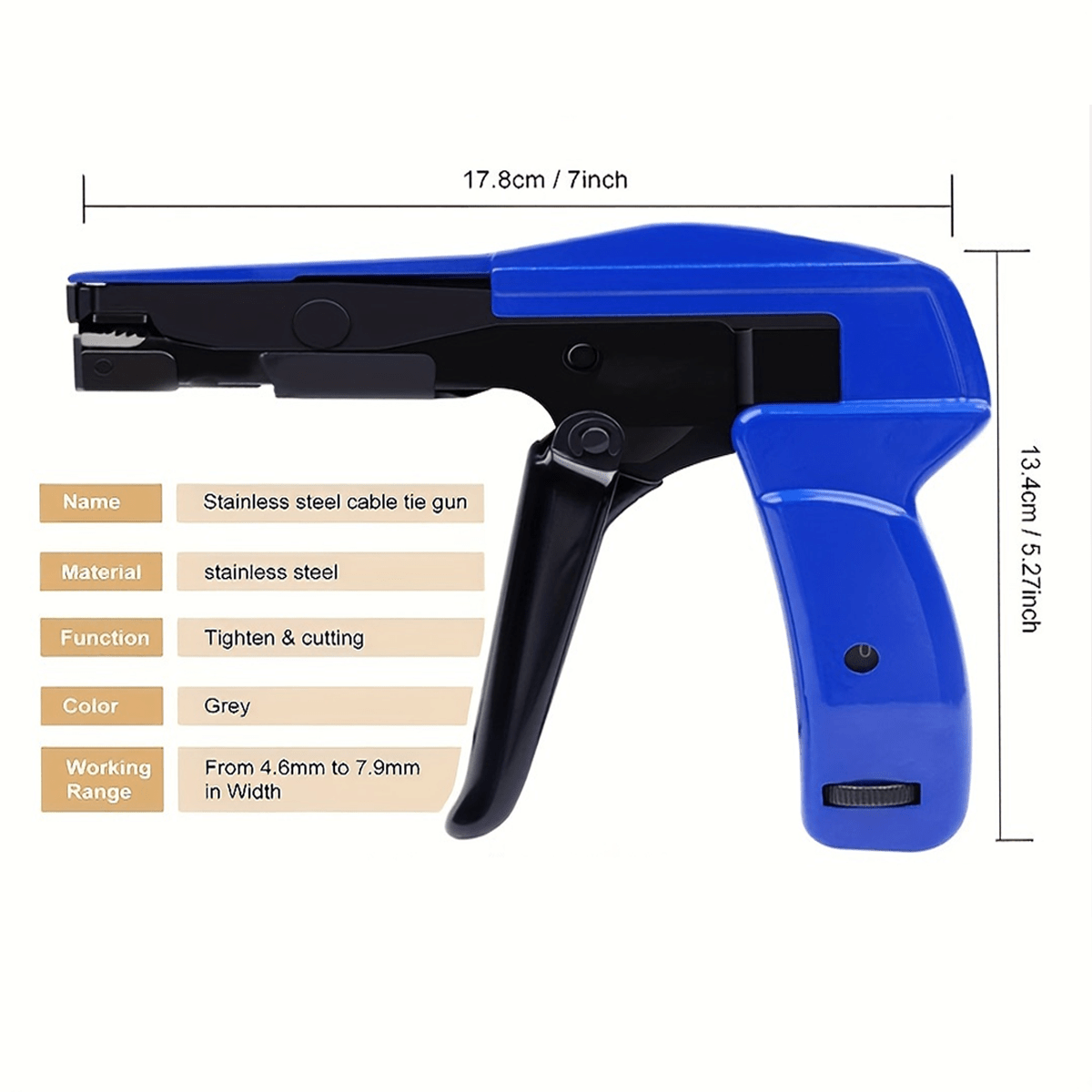 Nylon Cable Tie Tool Gun, Automatic Tensioning & Cutting Features ...