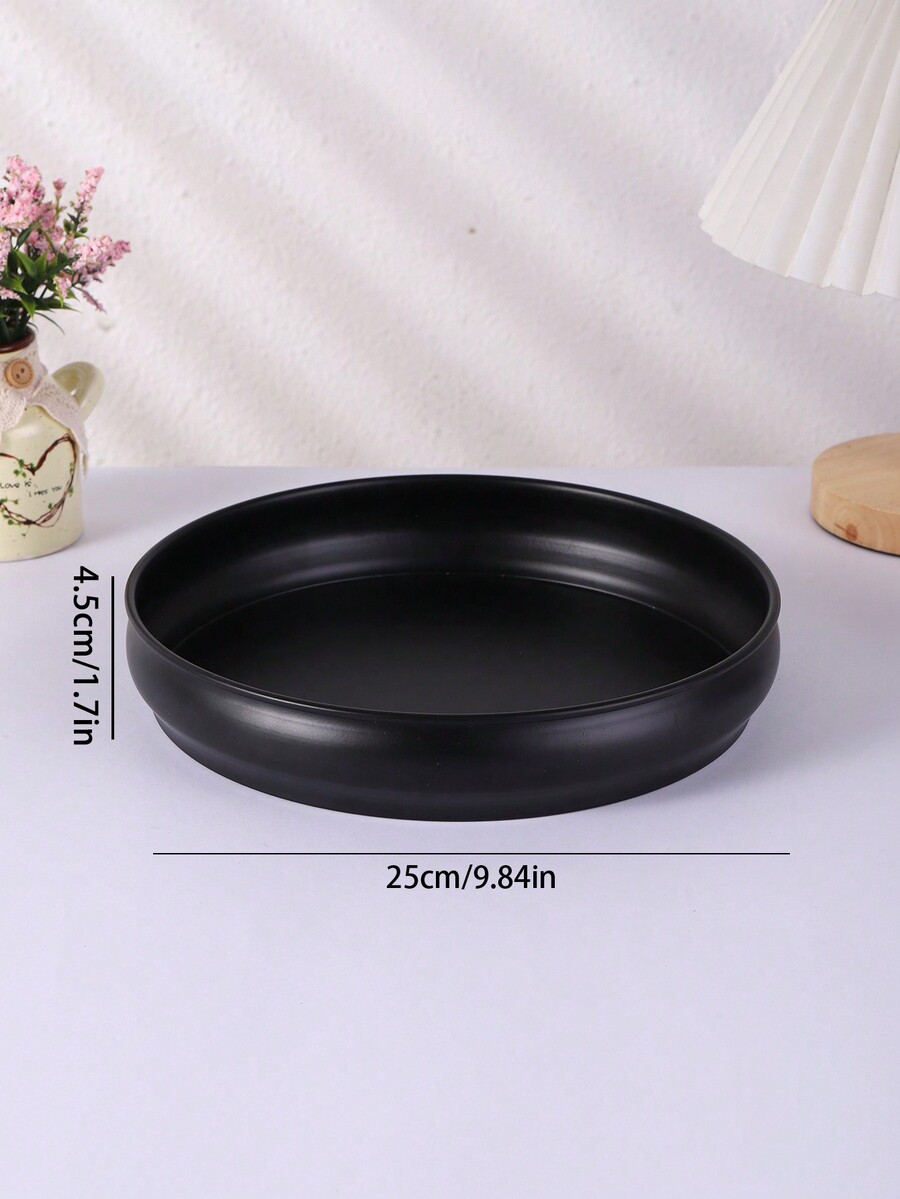 One Black Round Curled Edge Iron Metal Tray, Luxury Iron Curled Edge ...