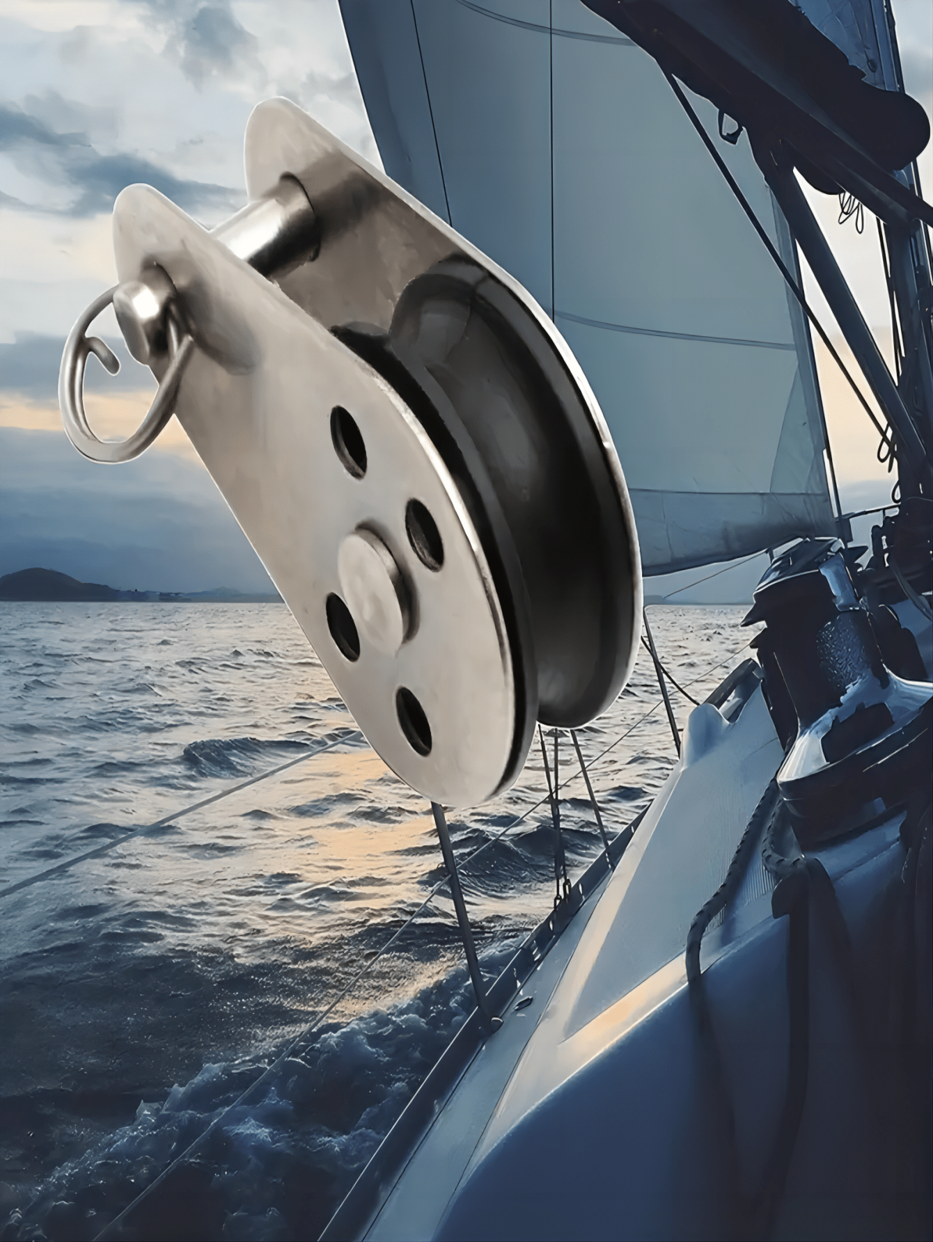 Heavy Duty Stainless Steel 316 Single Wheel Swivel Nylon Pulley Wire ...