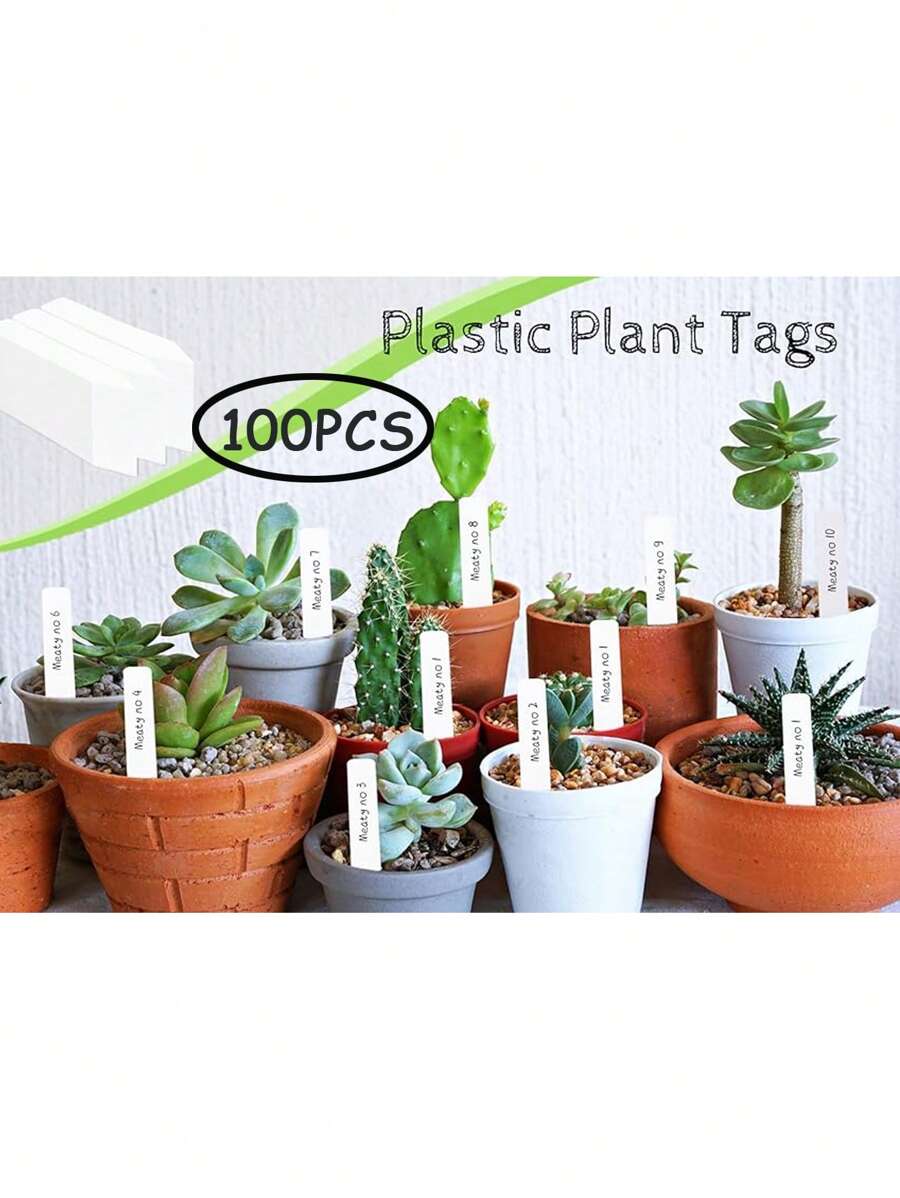 100pcs White Plastic Plant Labels,Outdoor Garden Waterproof Plant Name ...